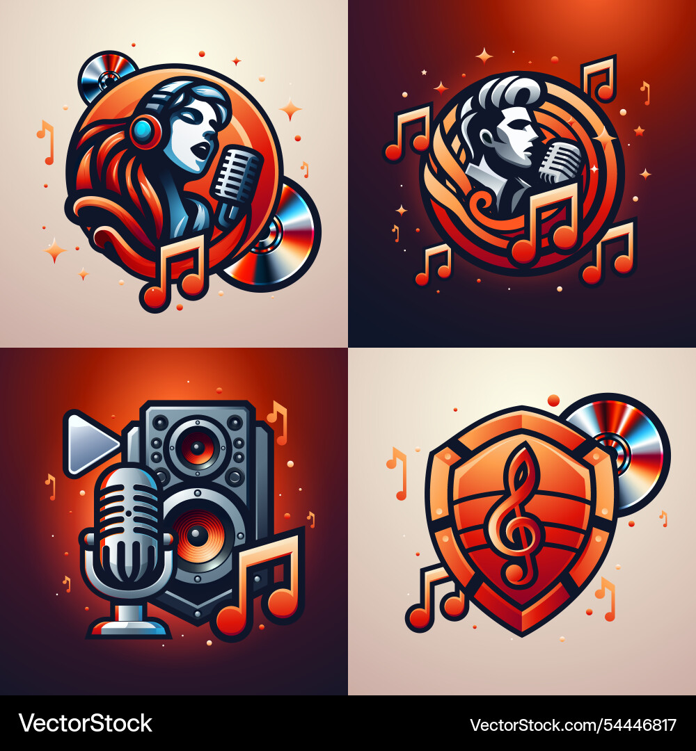 Music-themed with singers and instruments Vector Image