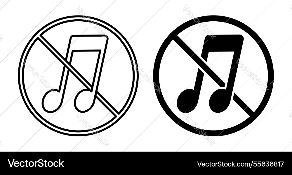 Musical note crossed out by prohibition sign – Royalty-Free Vector ...
