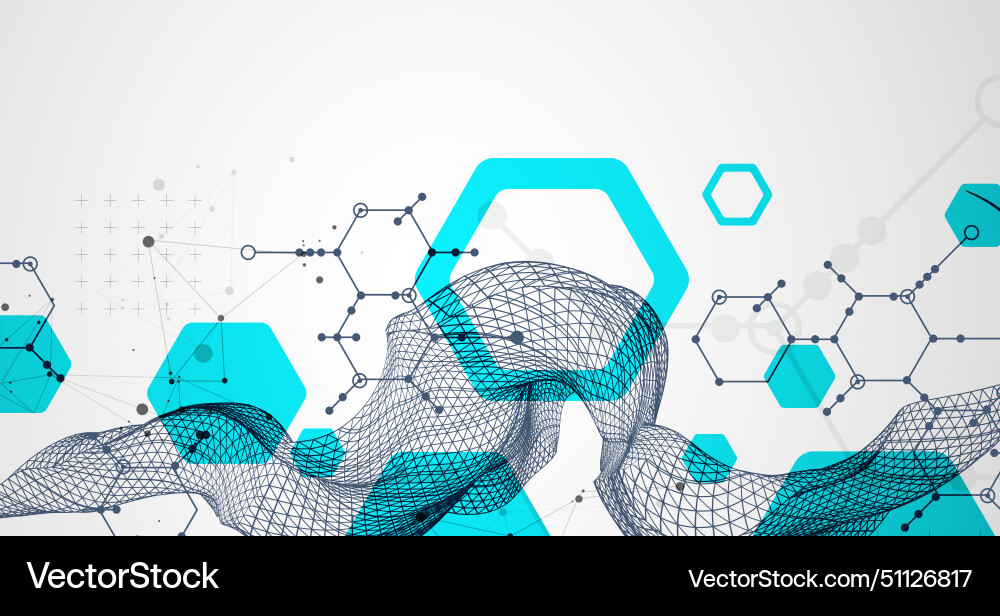Scientific and technological background wireframe Vector Image