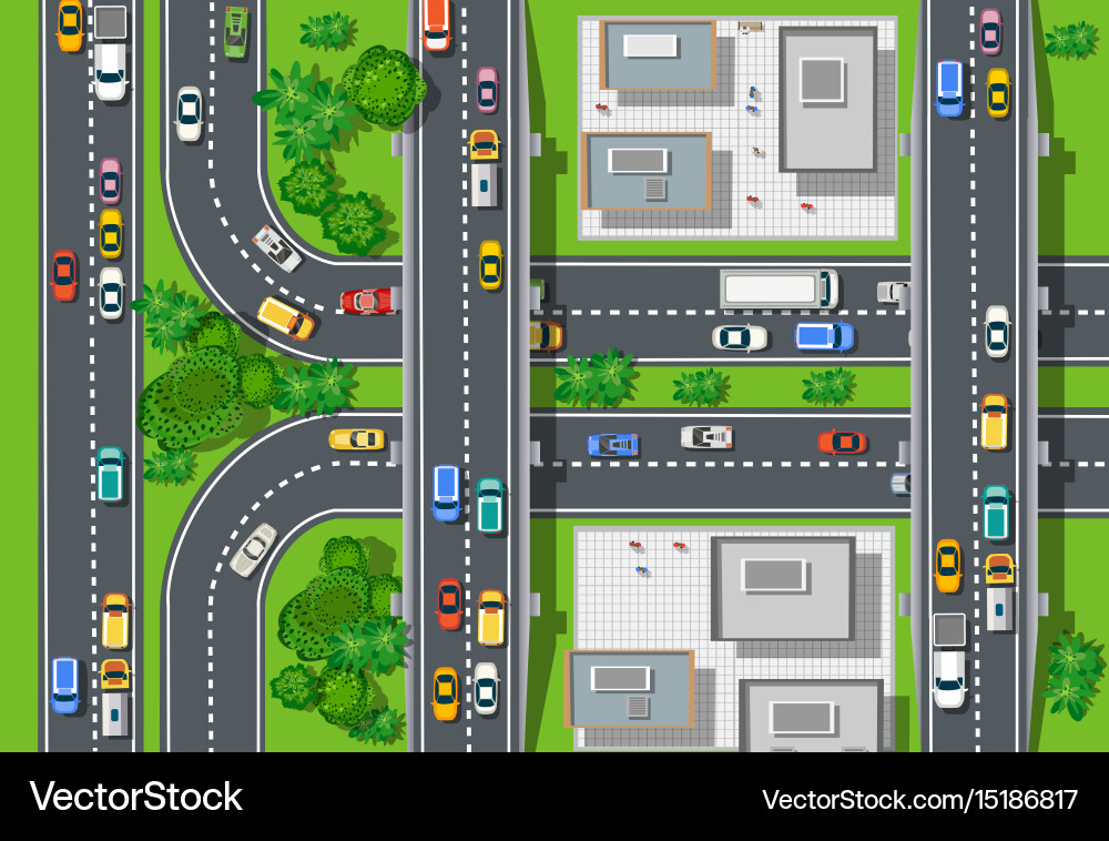 Top view of city map Royalty Free Vector Image