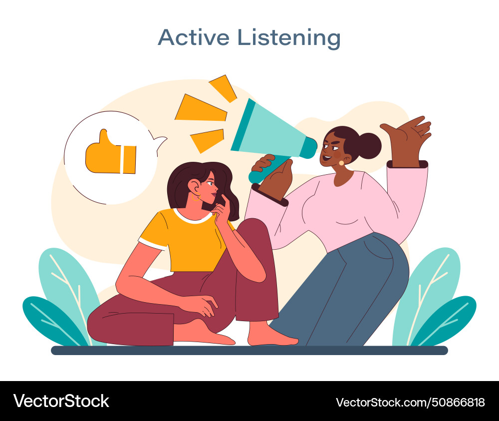 Active listening concept an engaging scene Vector Image Active listening concept an engaging scene Vector Image