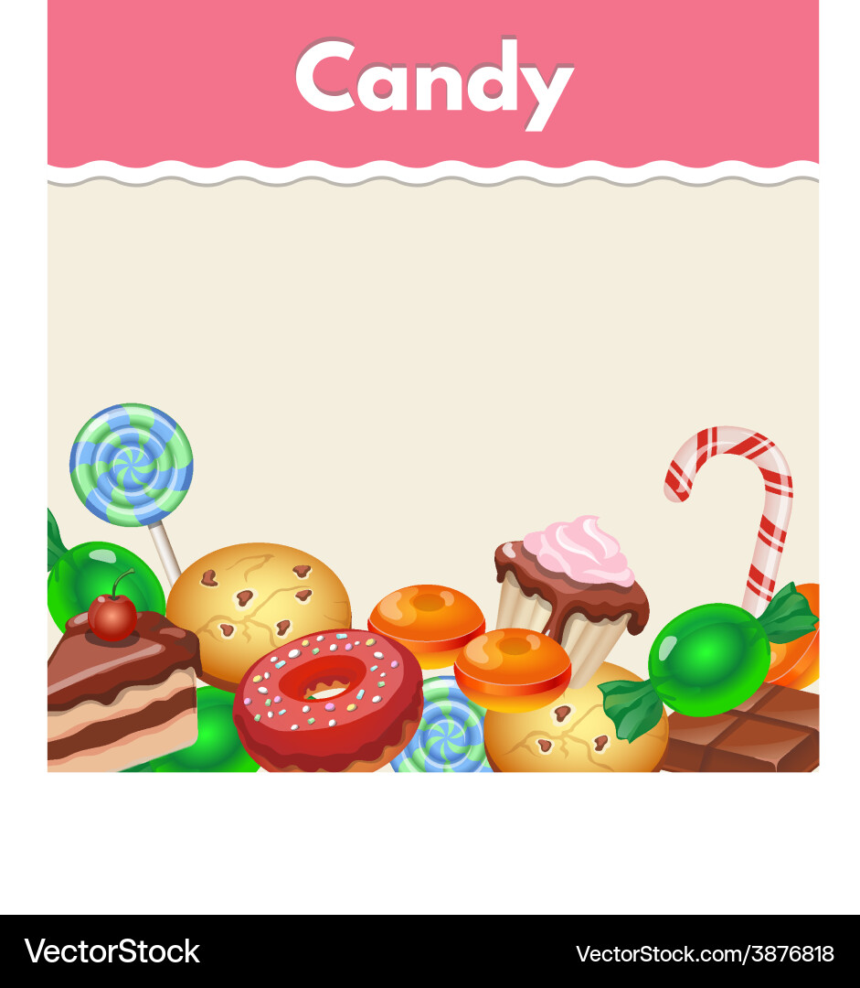 Background with colorful sticker candy sweets Vector Image