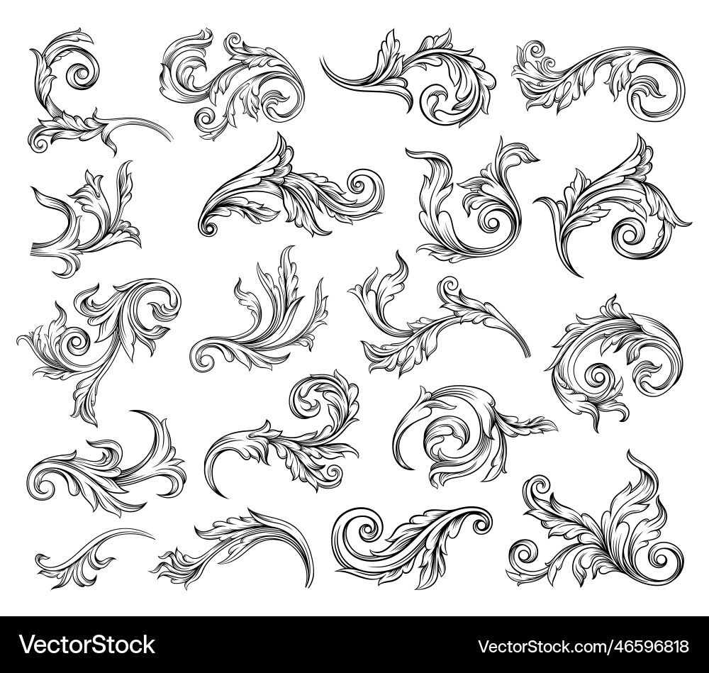 Baroque Scroll Ornament Royalty Free Vector Image