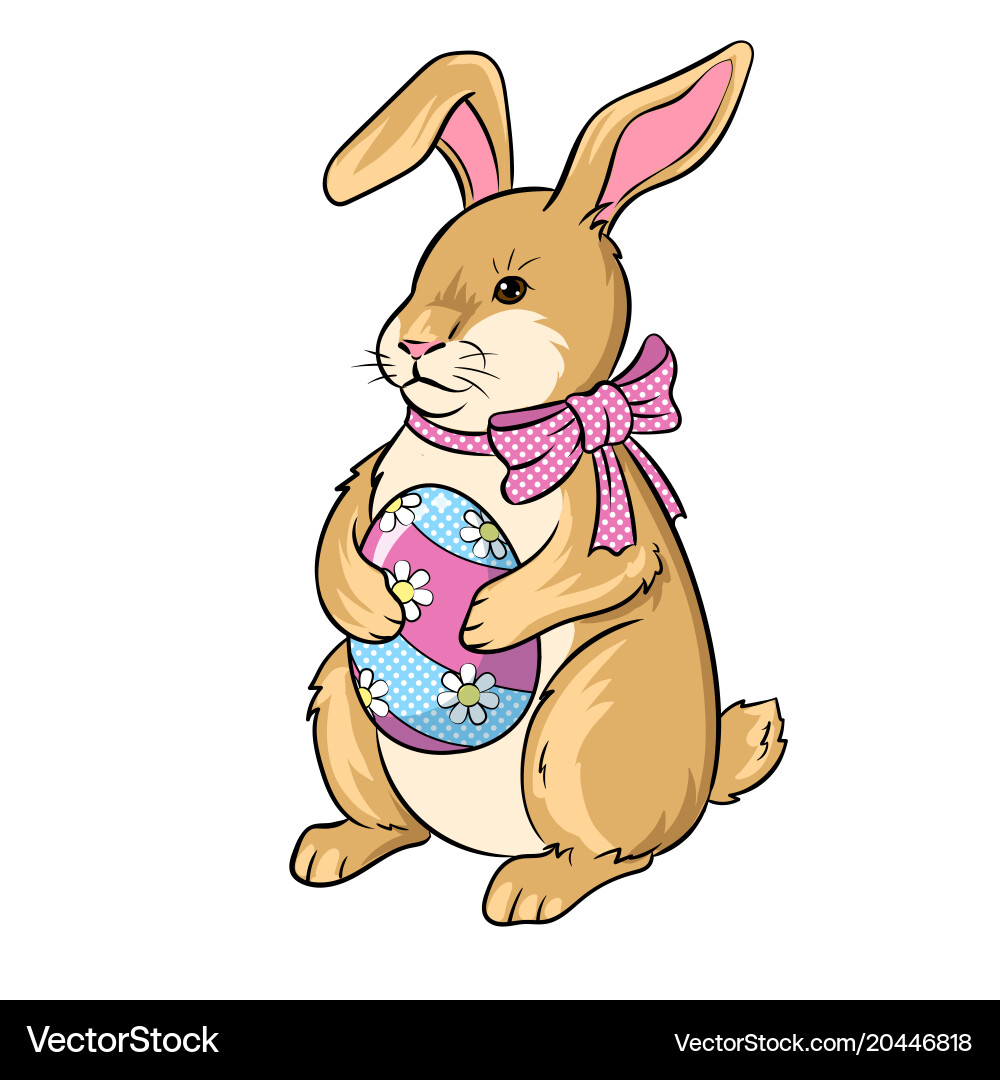 Easter bunny with egg pop art Royalty Free Vector Image