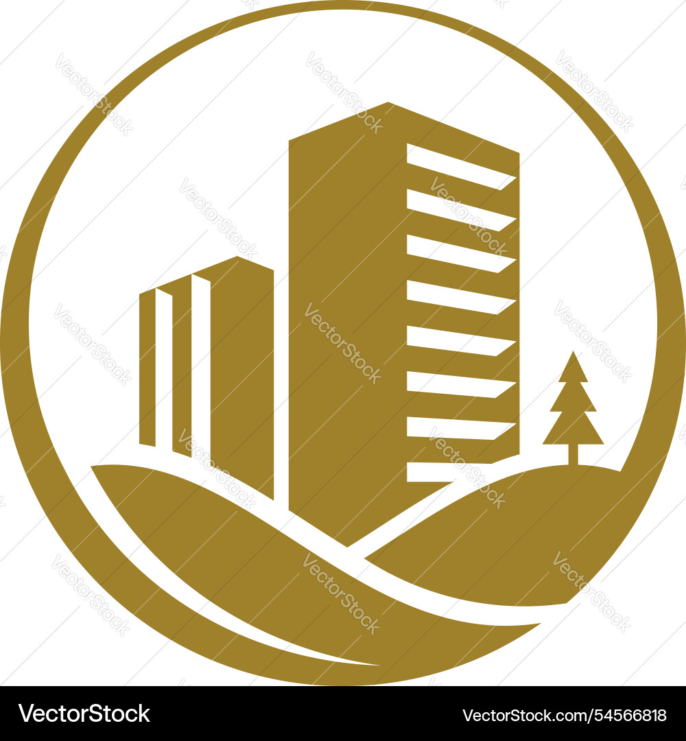 Golden city skyline logo design Royalty Free Vector Image