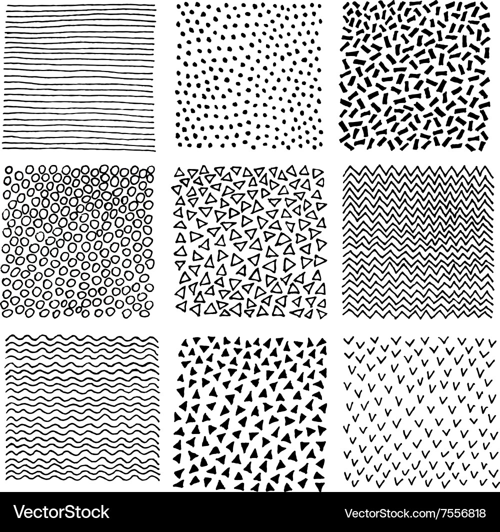 Hand drawn patterns set Royalty Free Vector Image