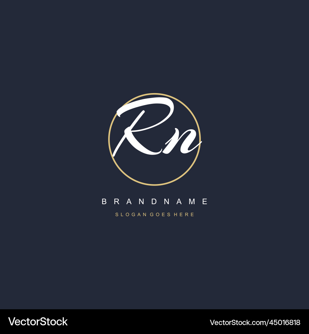 Initial letter rn logo monogram feminine style Vector Image