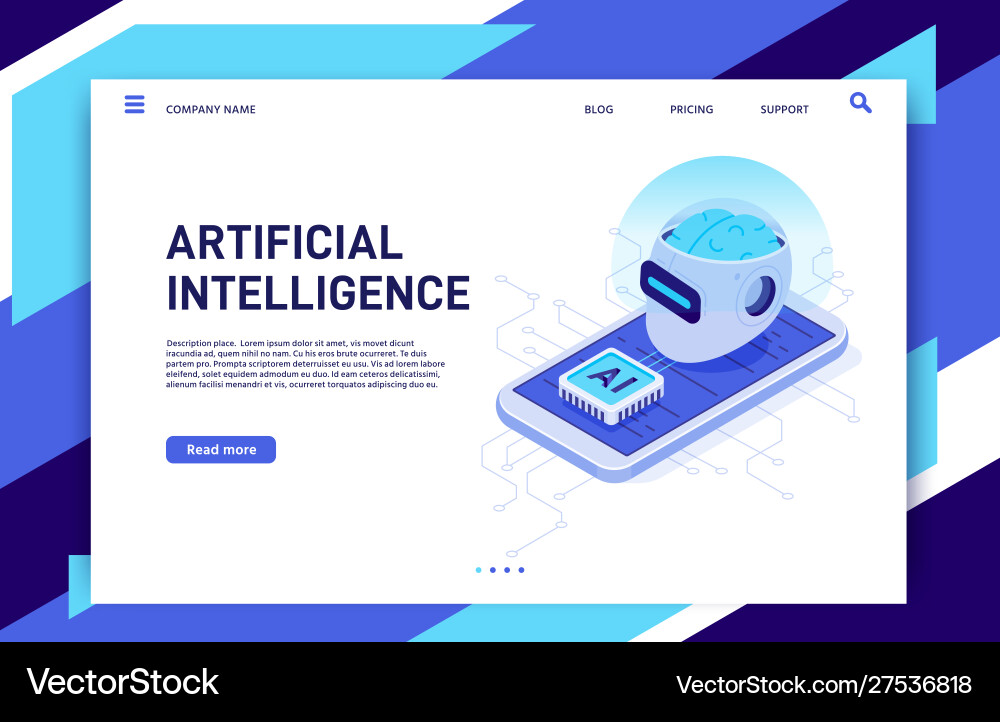 Isometric mobile artificial intelligence ai Vector Image