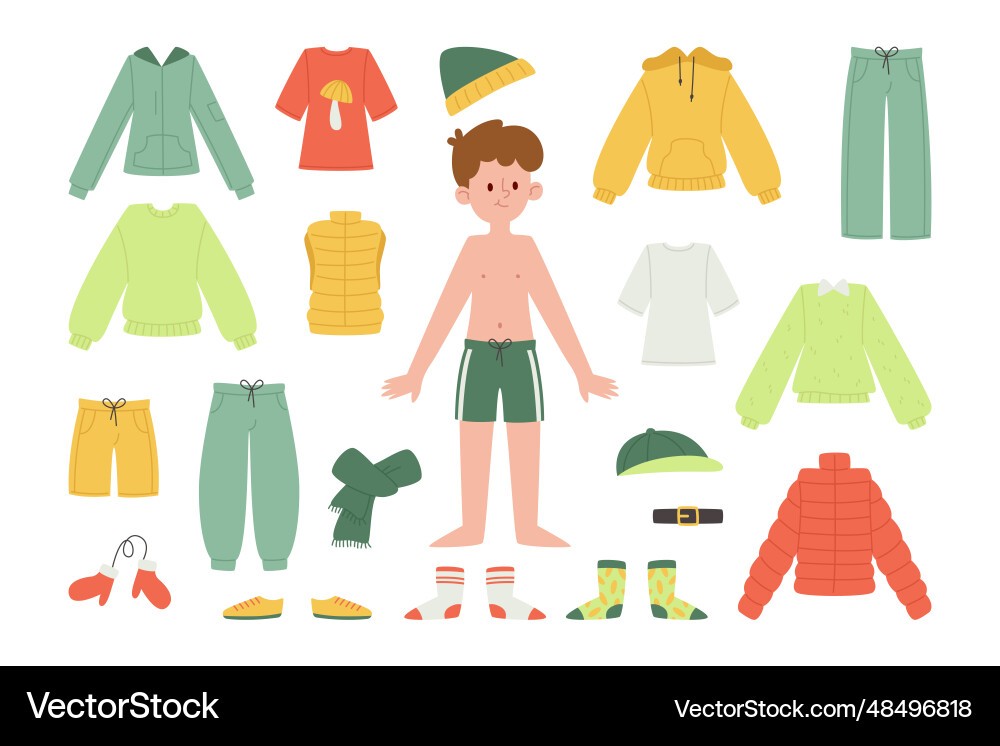 Paper boy doll with different trendy outfit Vector Image