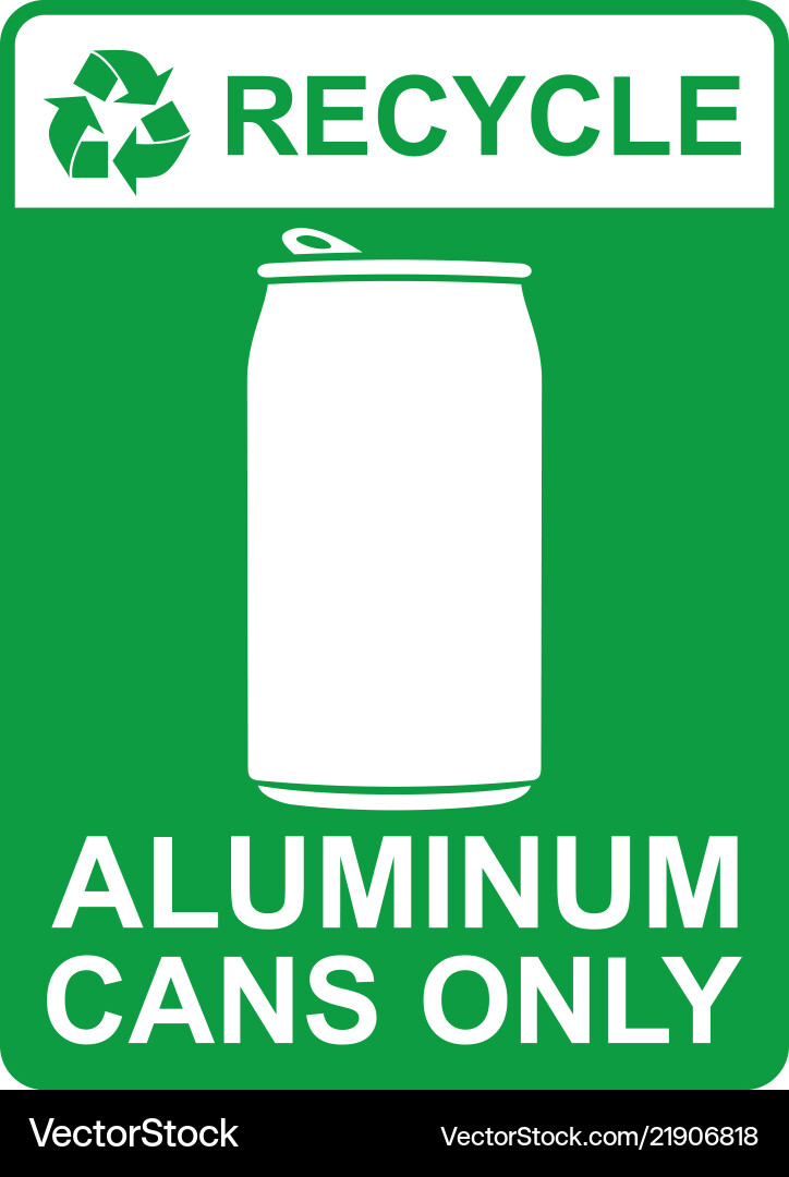 Recycle sign - aluminum cans only Royalty Free Vector Image