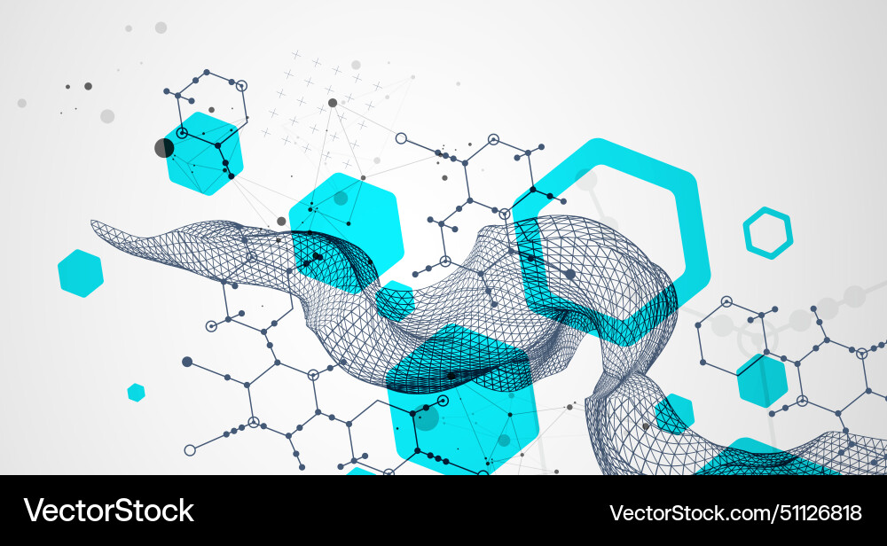 Scientific and technological background wireframe Vector Image