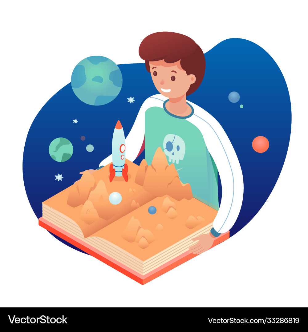 Character boy with pop up Royalty Free Vector Image