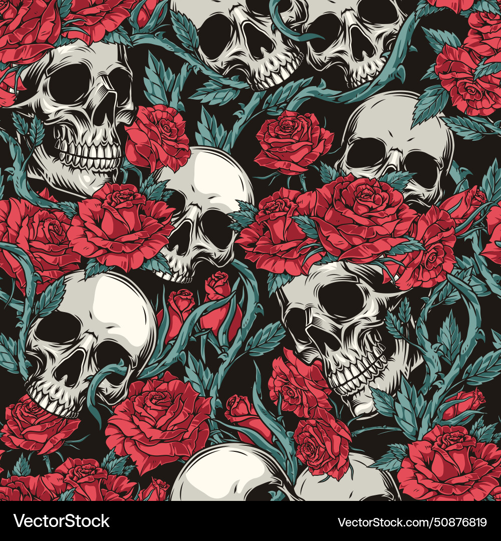 Horror flowers colorful seamless pattern Vector Image
