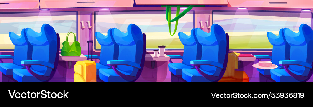 Inside train interior with window and chair Vector Image