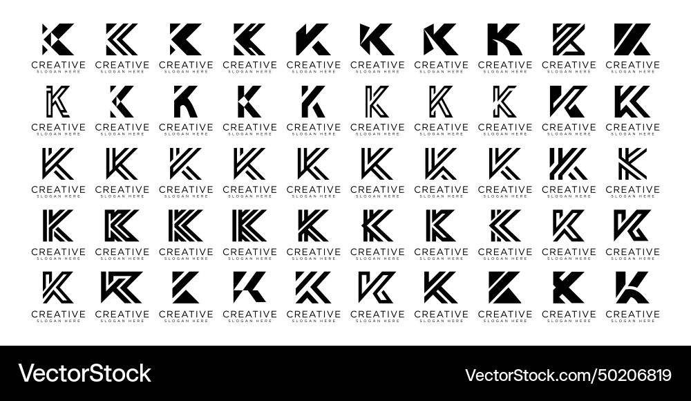 K logo design collection modern letter Royalty Free Vector