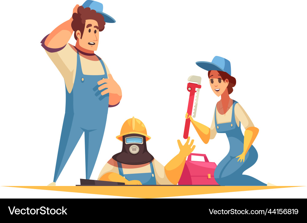 Plumbers cartoon Royalty Free Vector Image - VectorStock