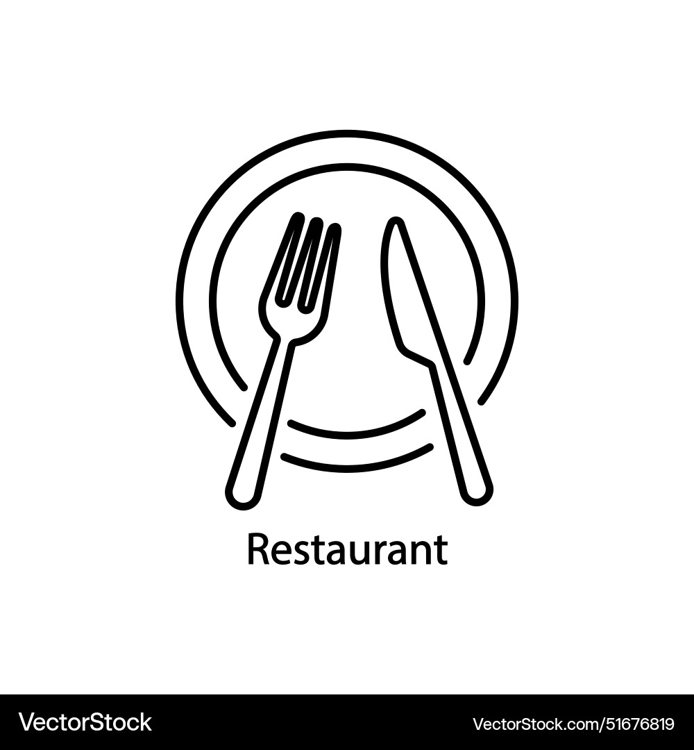 Simple black thin line restaurant logo concept Vector Image