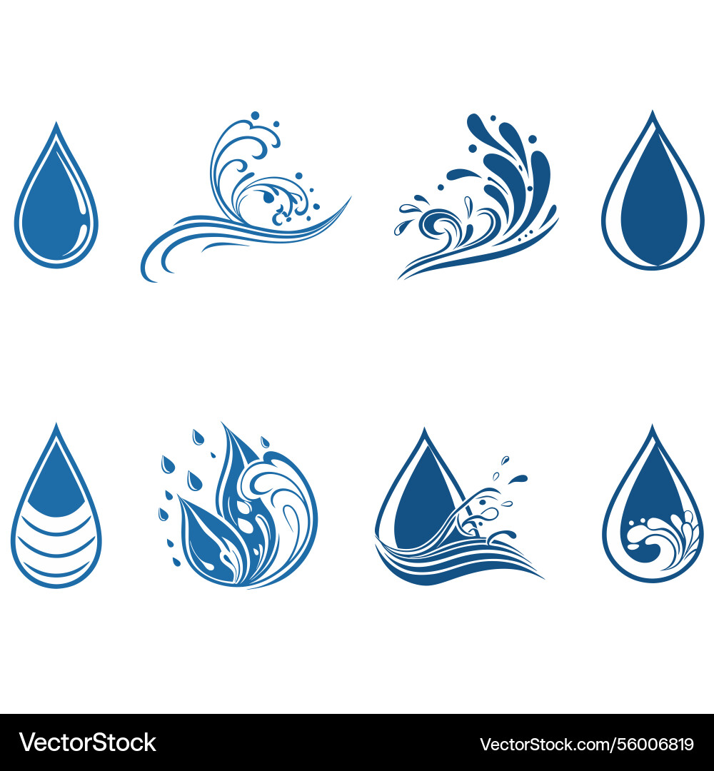 Stylized water droplet icons Royalty Free Vector Image