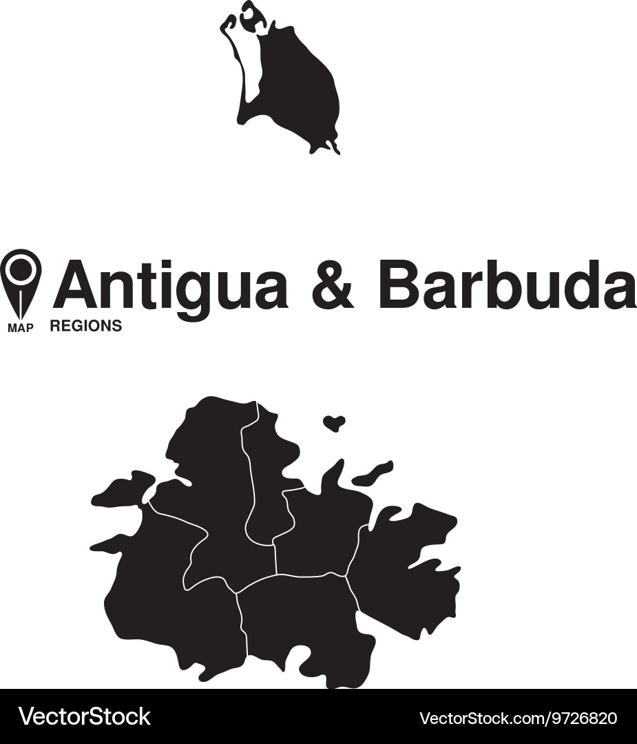 Antigua and barbuda map regions Royalty Free Vector Image