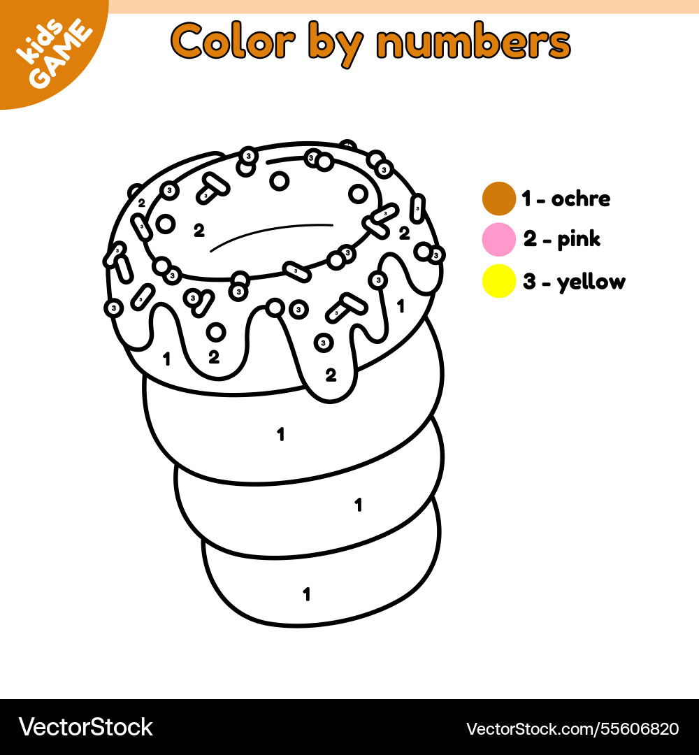 Coloring page by numbers with czech trdelnik Vector Image