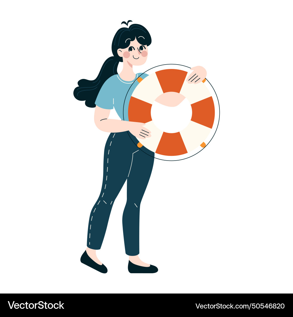 Confident professional carrying a lifebuoy Vector Image