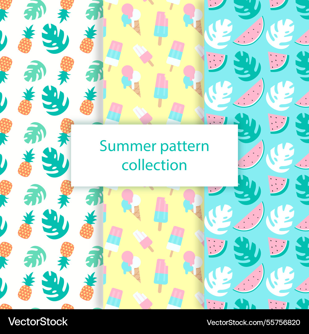 Flat summer pattern pack Royalty Free Vector Image