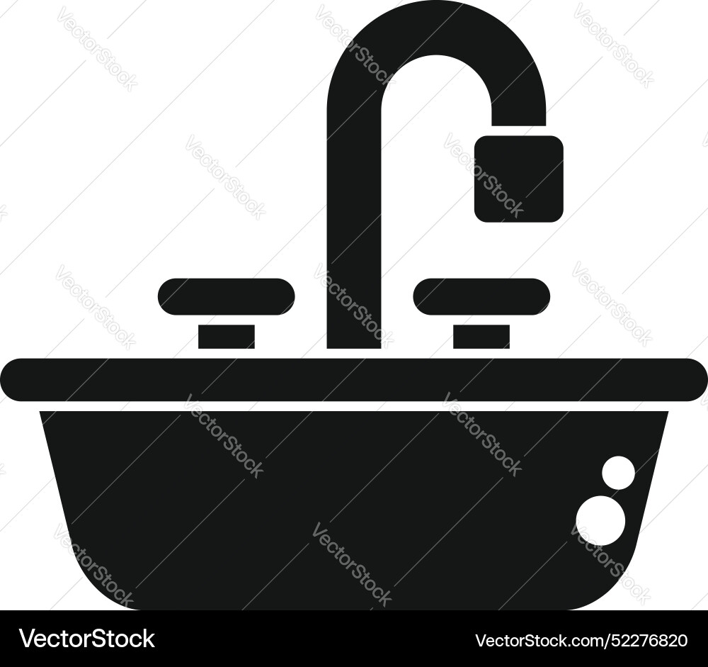 Kitchen sink with faucet icon simple style Vector Image