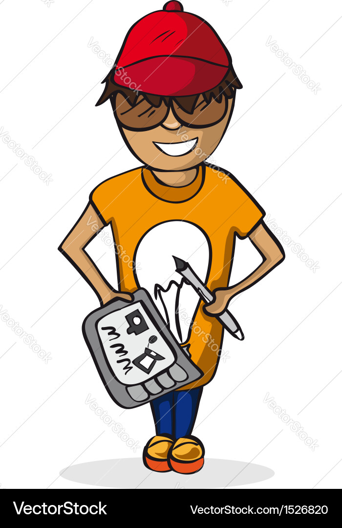 Profession graphic designer man cartoon figure Vector Image