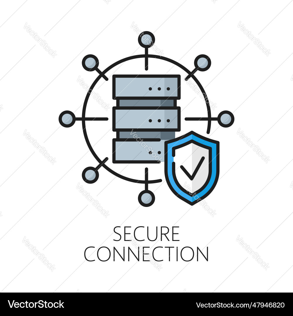 Secure connection cdn outline icon or pictogram Vector Image