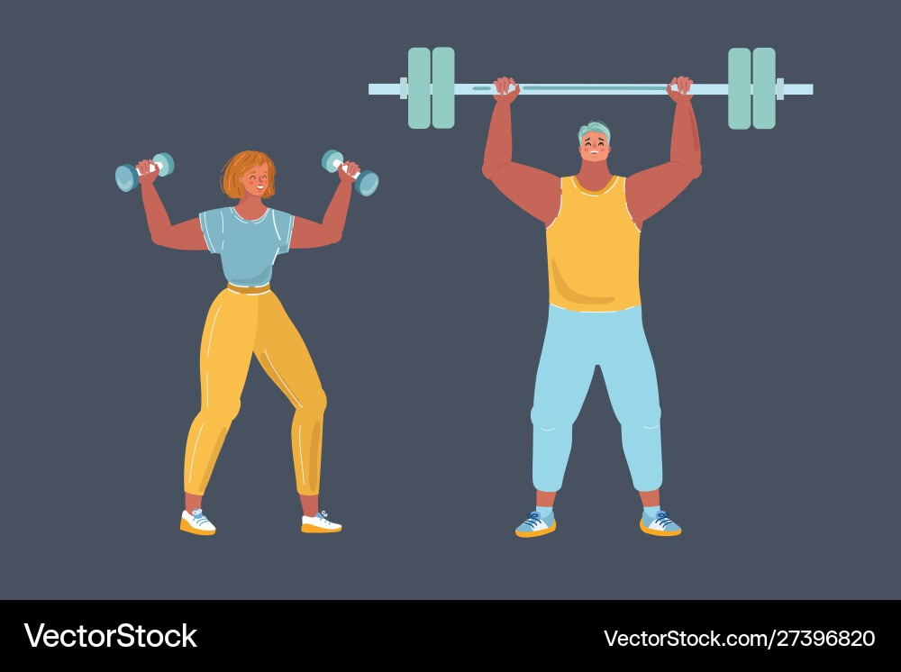 Strong man and woman Royalty Free Vector Image