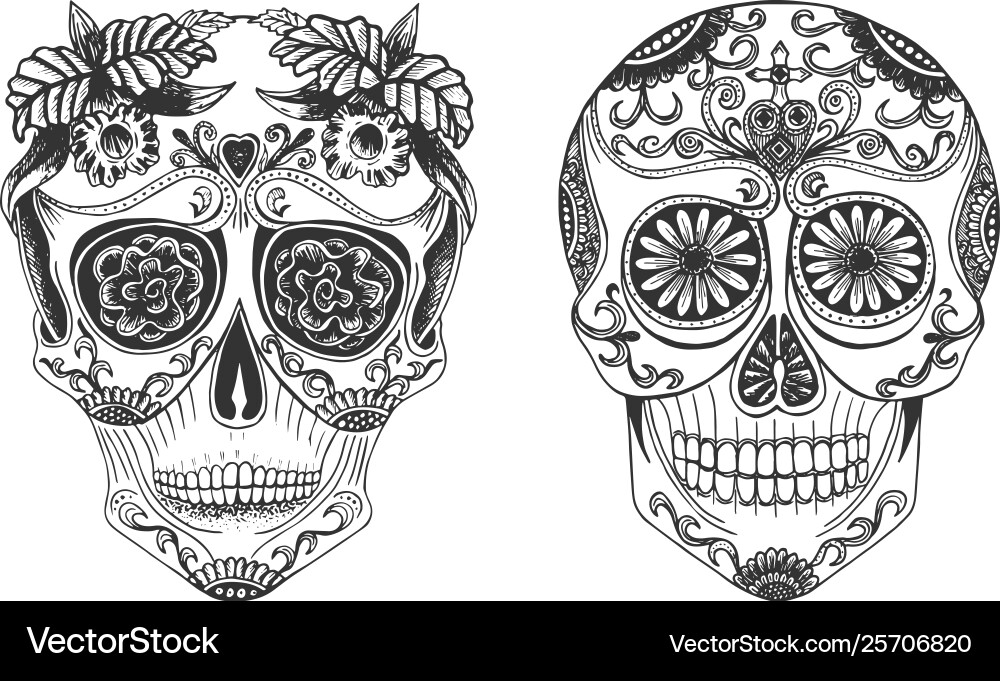 Sugar Skull Calavera Set Royalty Free Vector Image