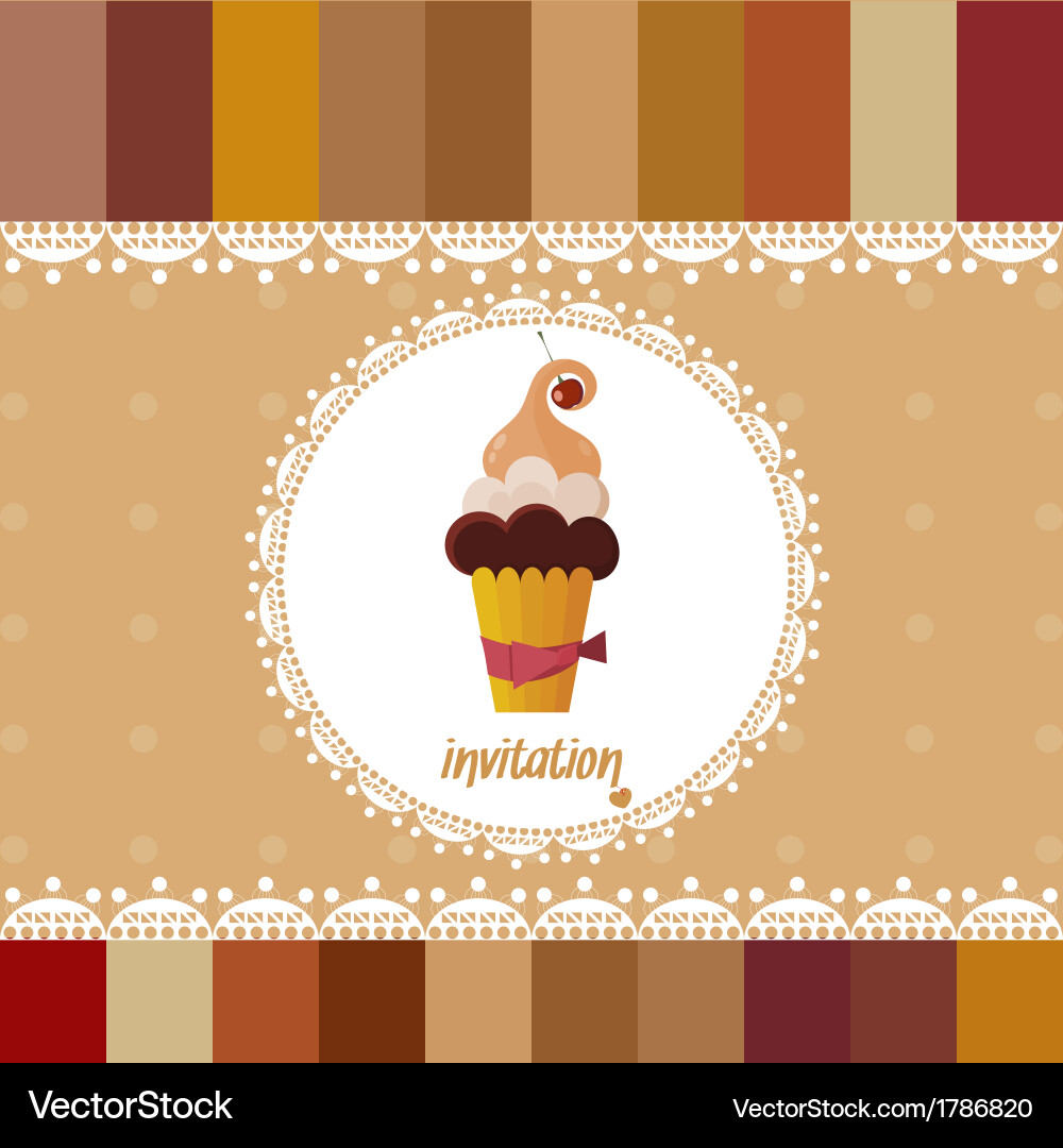 Vintage card-invitation-with cake Royalty Free Vector Image