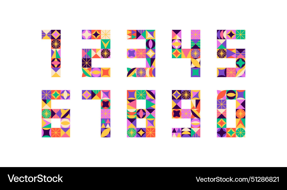 Art deco circus numbers isolated Royalty Free Vector Image