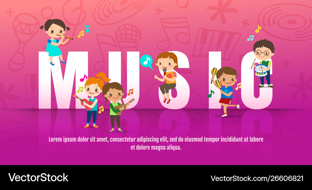 Children playing musical instruments music Vector Image