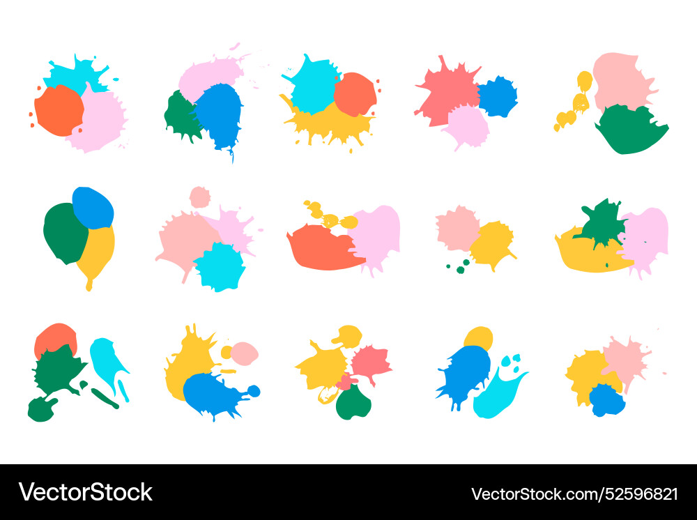 Colorful paint splash stains blots of different Vector Image