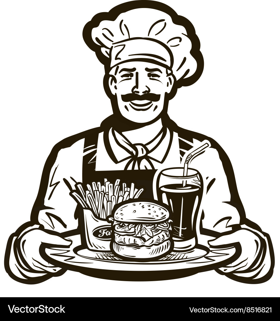 Fast food logo restaurant or cook chef Royalty Free Vector