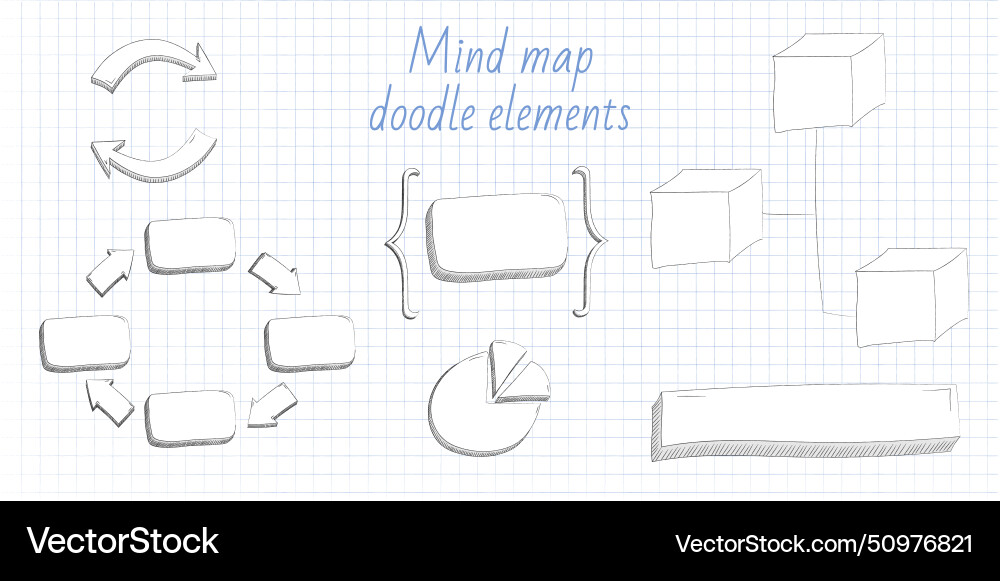 Hand drawn doodle sketch mind map blank flow chart