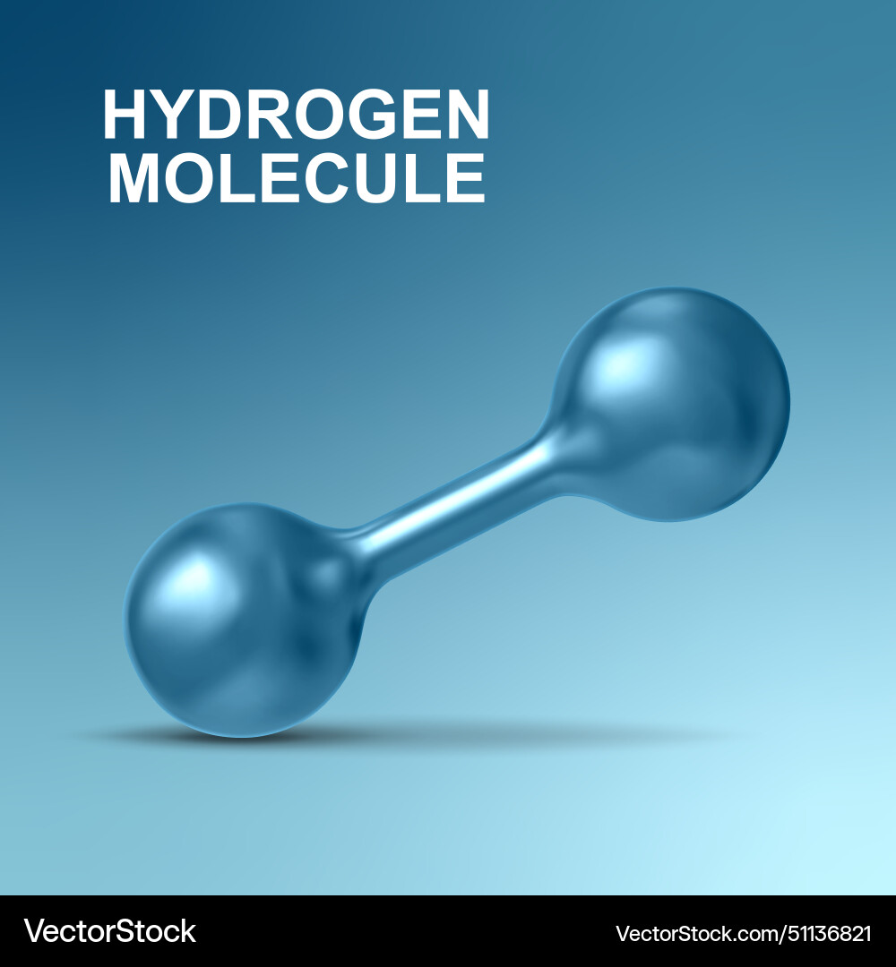 Hydrogen molecule on blue background Royalty Free Vector