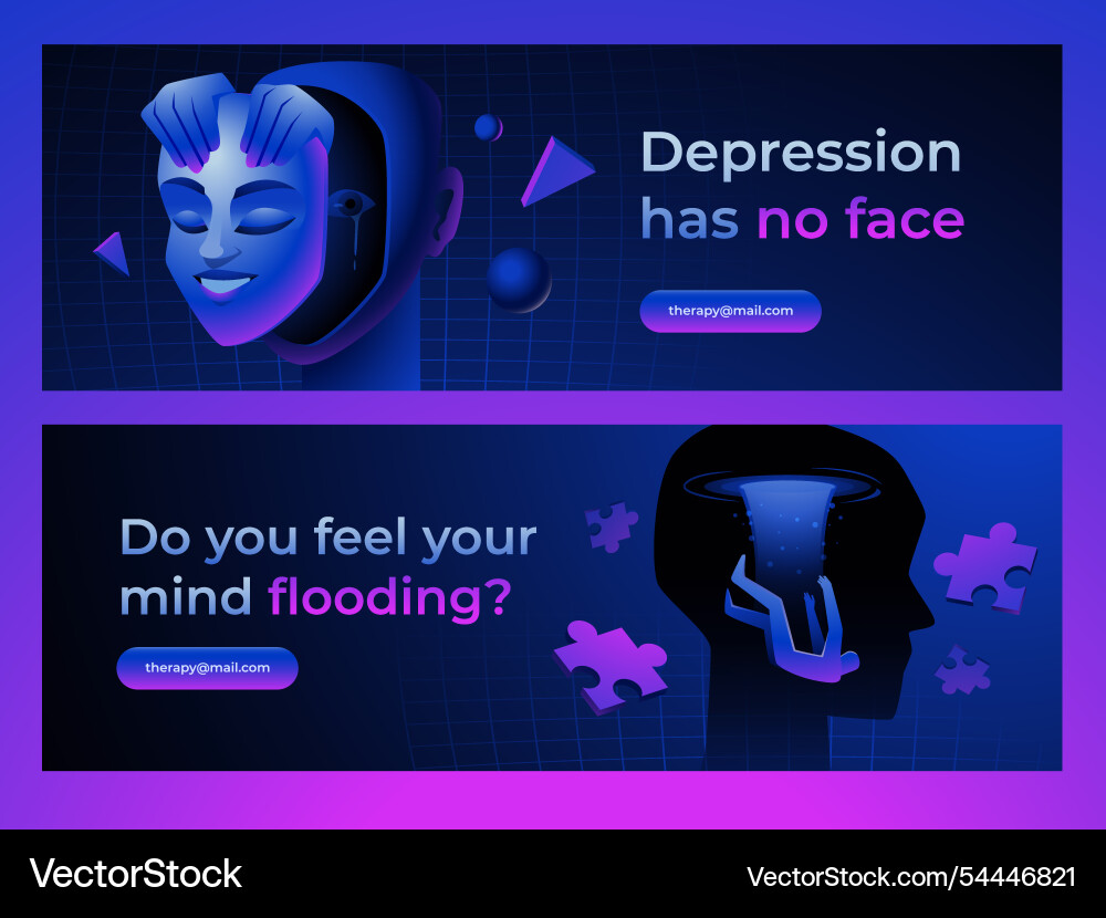 Mental health awareness banners Royalty Free Vector Image
