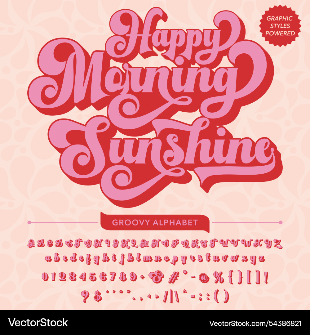 Retro groovy vintage display bold font alphabet Vector Image