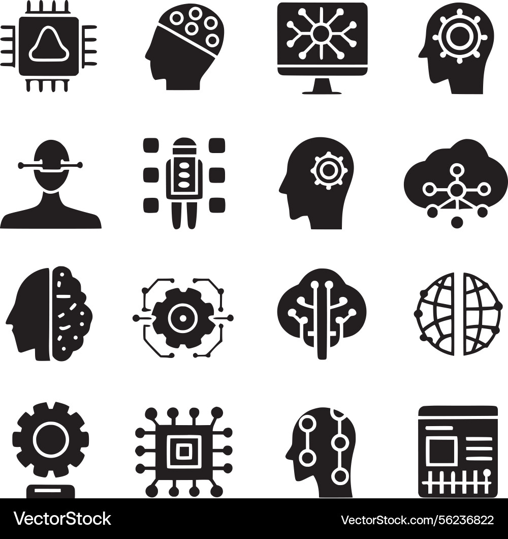 Ai technology icons artificial intelligence Vector Image