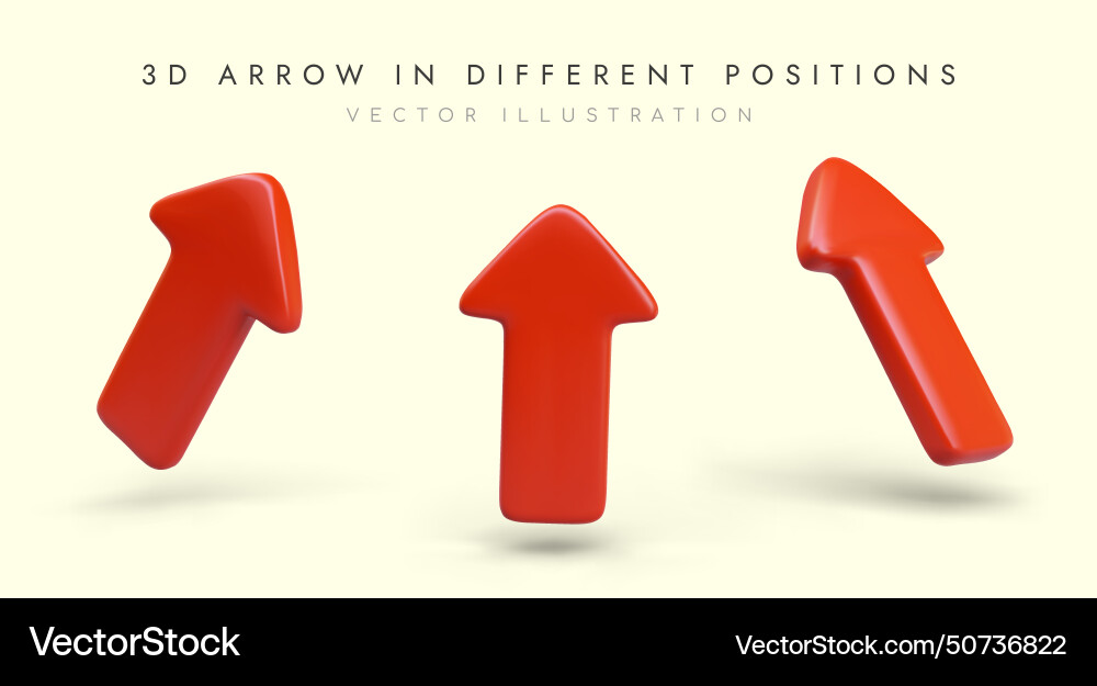 Big red arrow in different positions set Vector Image