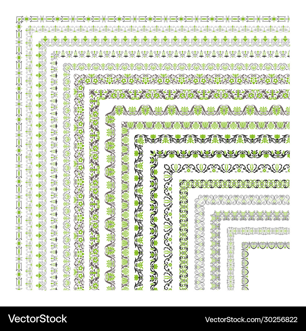 Big set decorativer borders Royalty Free Vector Image