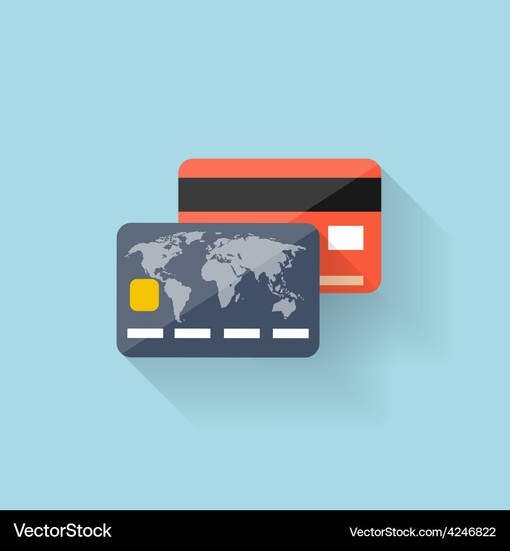 Flat web icon bank card Royalty Free Vector Image