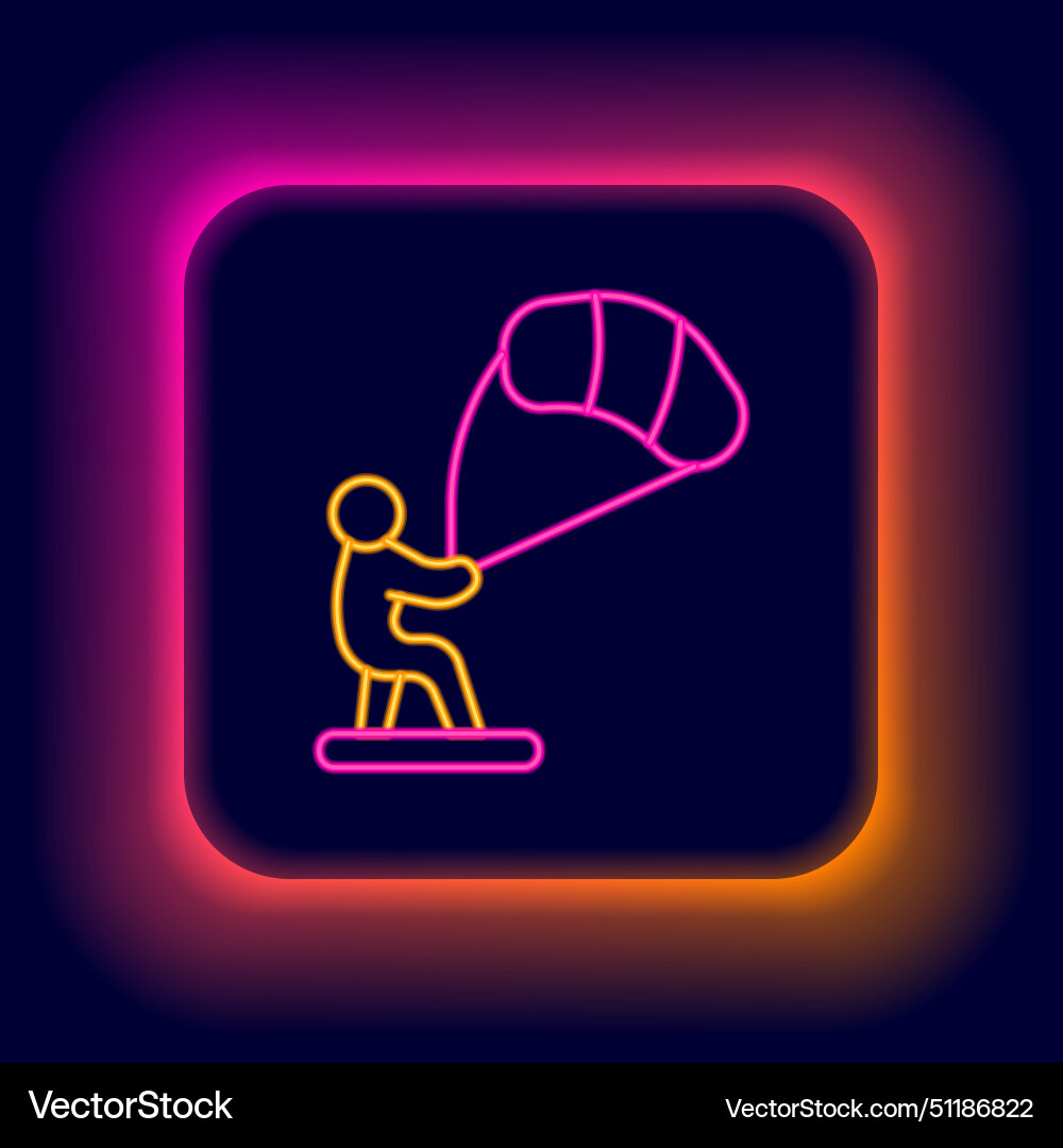 Glowing neon line kitesurfing icon isolated Vector Image
