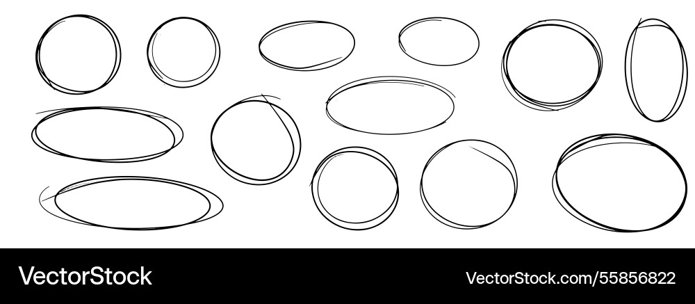 Hand drawn cartoon circle line Royalty Free Vector Image