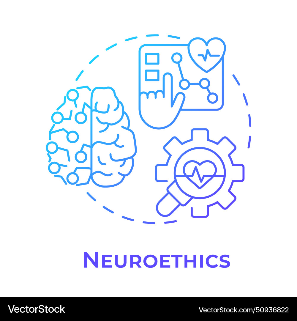Neuroethics blue gradient concept icon Royalty Free Vector