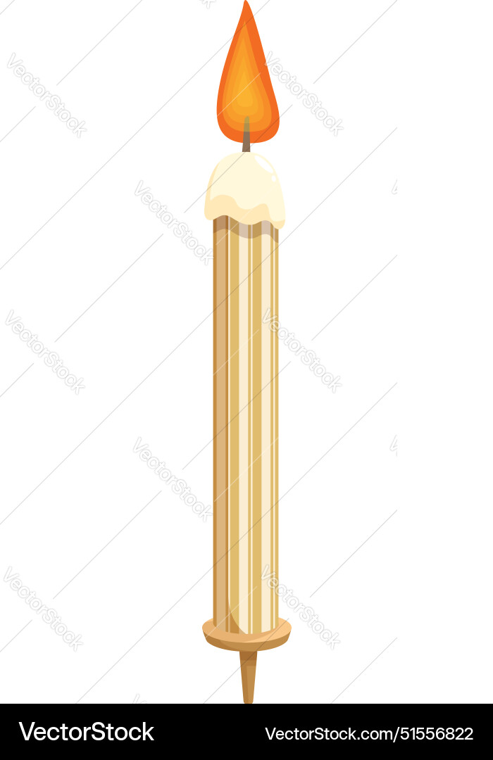 Tall candle burning with bright flame on white Vector Image