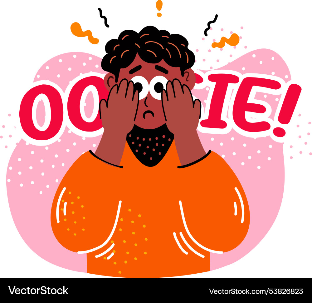 A flat style sticker of bashful person Royalty Free Vector