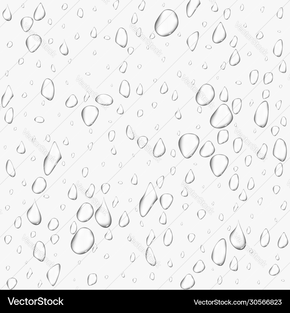 Different realistic transparent water drops glass Vector Image